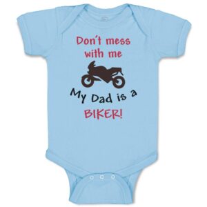 cute rascals baby bodysuit my dad is a biker motorcycle dad father's day boy & girl baby clothes funny cotton light blue design only 6 months