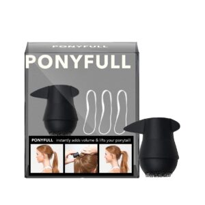 kitsch ponyfull ponytail volume enhancer, volumizing ponytail tool, enhance ponytail style for fine hair adds volume and lift perfect for daily use & any occasion, hair accessories for women (black)