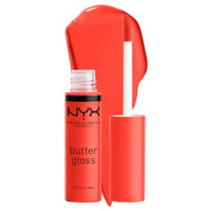 nyx professional makeup butter gloss, non-sticky lip gloss - orangesicle (orange)