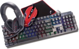 teknmotion nibiru 4-in-1 gaming bundle keyboard, mouse, headset, mousepad - pc