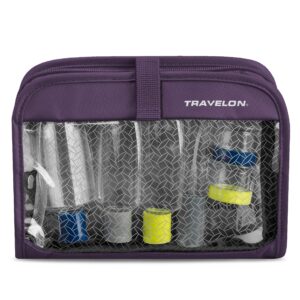 travelon wet/dry 1 quart bag with bottles, purple, one size