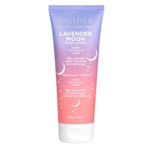 pacifica lavender moon body scrub, gently exfoliates & polishes dead skin, for all skin types, ven & cruelty-free, 6 fl oz