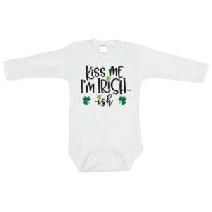 baby kiss me i'm irish-ish st. patrick's day bodysuit (12-18 months, long sleeve)