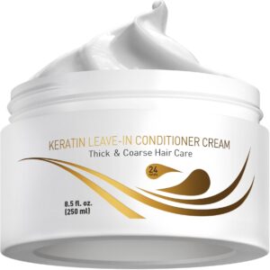 vitamins leave in conditioner cream - indulgent anti frizz conditioning for curly hair - curl defining styling detangler for thick coarse natural dry damaged hair (keratin)