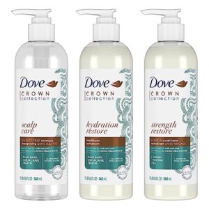 dove amplified textures shampoo, conditioner, leave-in conditioner with coconut milk, aloe, and jojoba 3 count for coils, curls and waves and moisture amplifying hair care blend 11.5 oz