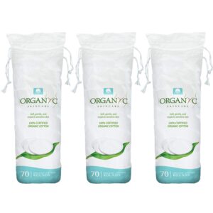 organyc 100% organic cotton rounds - biodegradable cotton, chemical free, for sensitive skin (210count) - daily cosmetics beauty and personal care