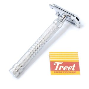 odontomed2011® safety razor double edge stainless steel blades manual shaving razor with 5 pcs double edge razor blades bts-326