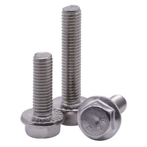 m8-1.25 x 40mm stainless steel serrated flanged hex head bolts, 304 stainless steel 18-8 flanged hexagon head screws, full thread, coarse thread unc, 15 pcs