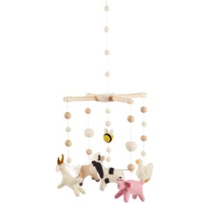 mud pie nursery crib farm animals mobile, multicolor