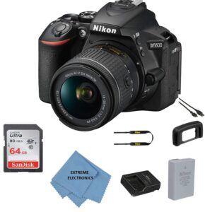 nikon d5600 w/af-p dx nikkor 18-55mm f/3.5-5.6g vr + 64gb memory bundle