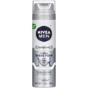 nivea men sensitive skin & stubble shave foam - beard softener for men - 7 fl oz. can