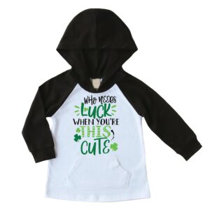 toddler and kids st. patrick's day shirt who needs luck when you're this cute st. patrick's day (4t, black)