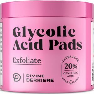 glycolic acid pads with vitamin c - toner pads for face cleansing with tea tree oil - exfoliating pads with 20% aha & vitamins e, b3, b5 - facial peel resurfacing pads, glycolic acid peel (50)