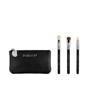 sigma beauty glam 'n go mini eye brush set, 3 brushes and beauty bag