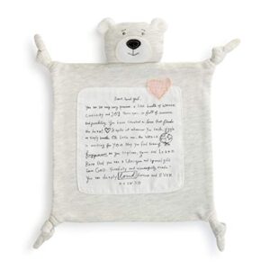 demdaco sweet grey pink bear 14 x 14 plush nursery bed sweatshirt blankie