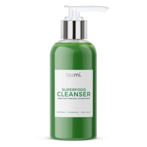 teami facial cleanser with salicylic acid, aloe, matcha & sea kelp - gentle organic acne face wash for makeup removal - our best hydrating facial skin care for women of all skin types (4oz)