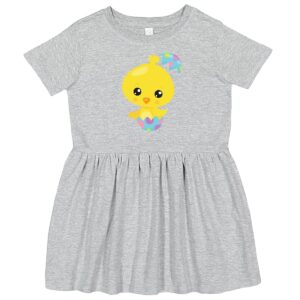 inktastic easter, cute chicken, baby chicken, easter eggs toddler dress 3t heather grey 3a014