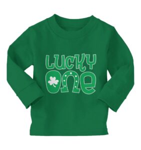 lucky one - horseshoe shamrock long sleeve toddler cotton jersey shirt (kelly - long sleeve, 2t)