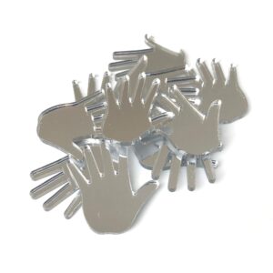 super cool creations hands shaped crafting mirrors, set of 10, many colours, shatterproof acrylic, bronze mirror, pack of 10 x 8cm