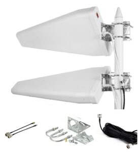 4g lte / 5g nr dual mimo wideband directional antenna 600-6000 mhz, 10dbi lte fixed mount yagi network booster complete kit with 30 feet rg58 cable, sma male to female and ts9 connectors