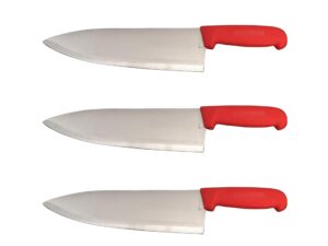 cozzini cutlery imports set of 3-10” chef knives cook french stainless steel (red)