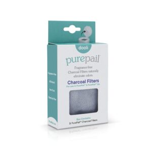 purepail charcoal filters — 3 count — absorb and naturally eliminate odors — fragrance and chemical free — non-toxic — fits purepail classic and purepail go — replace every 30 days —3 month supply