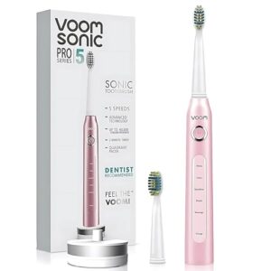 voom sonic pro 5 electric toothbrush for adults - ultrasonic electric toothbrushes with replacment brush head, dentist recommended power sonic toothbrush with 5 modes