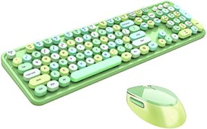 mofii wireless keyboard and mouse combo,2.4g usb multi-color cute full size keyboard and optical mice set for computer desktop pc laptop (green-mixed)……