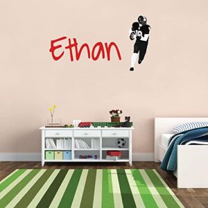 football personalized name nursery wall decal vinyl sticker | multiple font options | custom kids room décor | bedside decals | children’s room | car | laptop