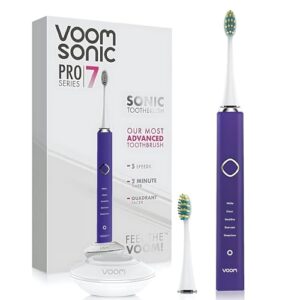 voom sonic pro 7 electric toothbrush for adults, sonicare electric toothbrush with 40000 vpm w/ 5 deep clean modes, rechargeable toothbrushes fast charge 4 hours last 8-weeks