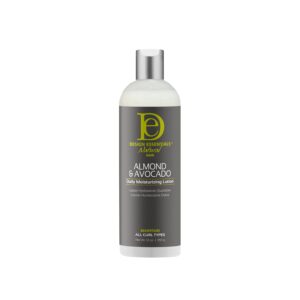 design essentials almond & avocado daily hair moisturizing lotion with jojoba & olive oil, 12 ounce