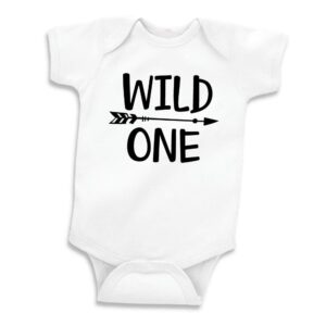 bump and beyond designs boy first birthday shirt, wild one (12-18 months, short sleeve) white