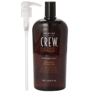 american crew firm hold styling gel, 33.8 oz with pump