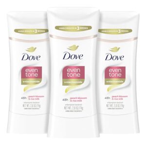 dove even tone antiperspirant deodorant stick peach blossom & rice milk 3 count 2.6 oz