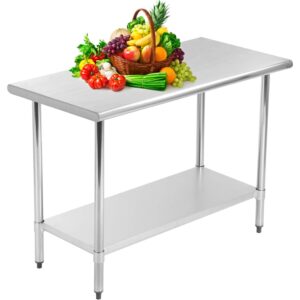 kitchen work table nsf certification commercial stainless steel prep table w/adjustable foot galvanized base shelf (24" x 48")