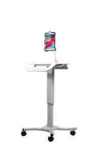 rolling medical workstation – cta height adjustable mobile secure medical workstation cart for ipad 10th gen 10.9" - ipad 7/8/9 gen 10.2”- ipad pro 11” - ipad air 4 - galaxy tab s3 - white (qpad-hrsw)