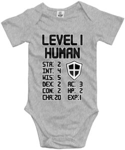 level 1 human cute toddler rompers video game themed baby short sleeve bodysuit gray