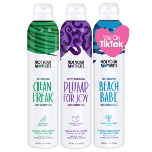 not your mother's dry shampoo assortment (3-pack) - 7 oz - clean freak, plump for joy, beach babe dry shampoos - instantly absorbs oil in hair