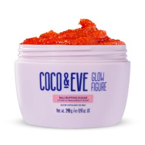 coco and eve glow figure bali buffing sugar - exfoliating body scrub for women | coconut sugar scrub (8.5 oz)