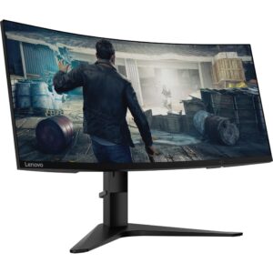 lenovo g34w-10 34-inch wqhd curved gaming monitor, 21:9 ultra-wide, 3 side nearedgeless, amd freesync, 144hz, hdmi, dp, adjustable stand, vesa