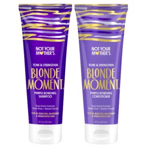 not your mother's blonde moment purple shampoo and conditioner (2-pack) - 8 fl oz - ideal for blonde, highlighted brunette, silver hair - helps with bonding, anti-brass toning, repair, and hydration