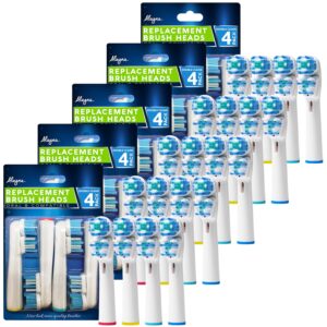 replacement brush heads compatible with oral b- double clean design, pack of 20 generic electric toothbrush replacement heads- fits oralb pro 7000, 1000, 8000, 9000, 1500, 5000, kids, vitality & more!