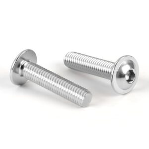 m6-1.0 x 20mm flanged button head socket cap screws flange bolts, 18-8 stainless steel 304 bright finish, full thread, 25 pcs