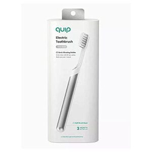 quip electric toothbrush - silver metal - electric brush and travel cover mount (new edition)