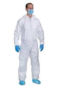 disposable coveralls with hood | white | 5 pack | extra large (xl) | protective tyvek coverall suit