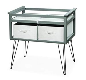 badger basket contempo convertible changing table for infants and babies - includes two baskets, gray/white