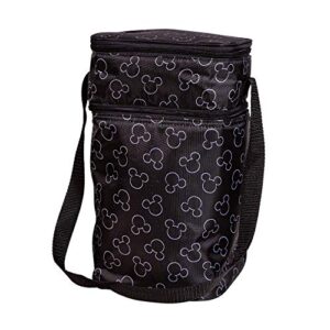 j.l. childress disney baby 6 bottle cooler - baby bottle & food bag - ice pack included - 2 compartments - insulated & leak proof bottle bag - breastmilk cooler bag for travel - mickey black