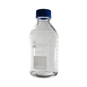 usa lab 5000 ml round media bottle with gl45 screw cap, clear 3.3 borosilicate glass bottles for scientific solution storage, multi purpose science labs solvent container