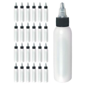 510 central cosmo bottles with twist top dispensing caps (2oz, 25 pack) - hdpe plastic bullet shape - made in usa