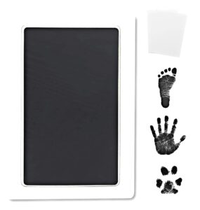 inkless large clean touch ink pad kit for baby footprint, handprint & pet paw print - no ink mess, clear print, smudge resistant, long lasting, baby safe, includes 2 cardstock(clean-touch - black)